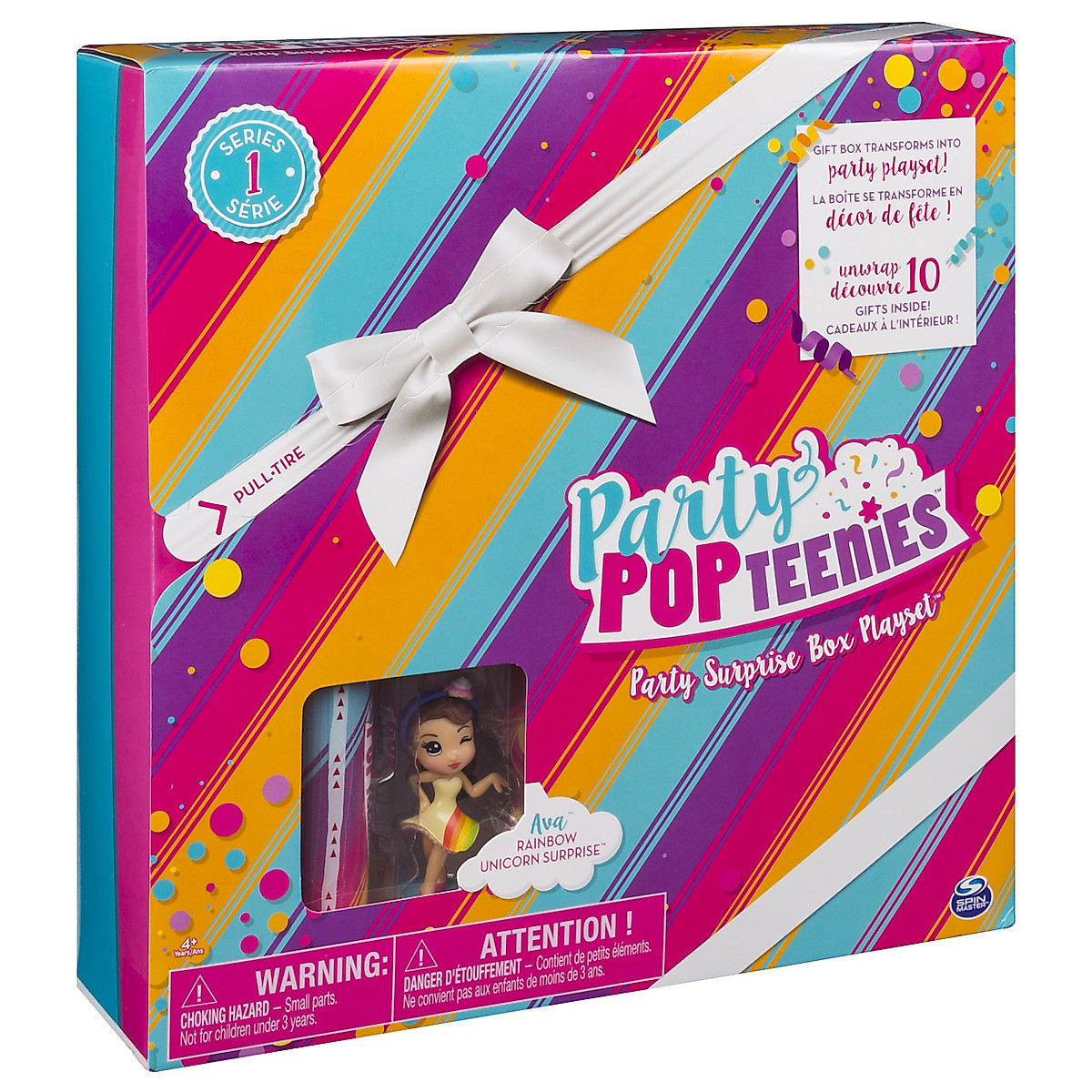 Party Popteenies - Rainbow Unicorn Party Surprise Box Playset with Confetti, Exclusive Collectible Mini Doll and Accessories, for Ages 4 and Up (Packaging may vary)