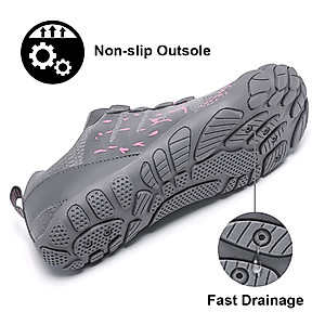 HIITAVE Water Shoes Women Swim Shoes Minimalist for Hiking Beach Yoga Pool Fishing Quick Dry Lightweight Gray Pink Size 8 Women/ 6.5 Men