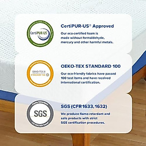 Olee Sleep Cal King Mattress, 10 Inch Gel Memory Foam Mattress, Gel Infused for Comfort and Pressure Relief, CertiPUR-US Certified, Bed-in-a-Box, Medium Firm, Blue, Cal King Size