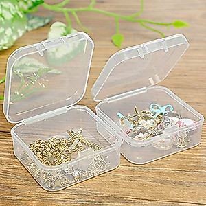 24 Pack Small Clear Plastic Storage Containers with Lids,Beads Storage Box with Hinged Lid for Beads,Earplugs,Pins, Small Items, Crafts, Jewelry, Hardware (2.9x2.9 x1 & 2.1x2.1 x0.8 Inches)