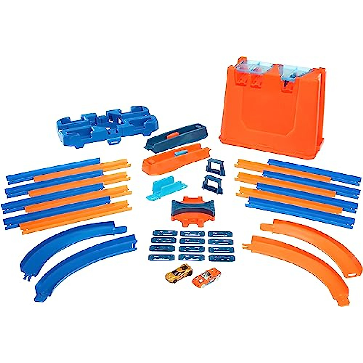 Hot Wheels Track Builder Playset, Deluxe Stunt Box with 25 Component Parts & 1:64 Scale Toy Car [Amazon Exclusive]