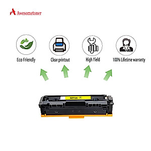 Awesometoner Compatible Toner Cartridge Replacement for HP 206A W2112A use with Color Laserjet Pro M255, M255dw, MFP M282, M282nw, MFP M283, M283cdw, M283fdw - NO CHIP (Yellow, 1-Pack)