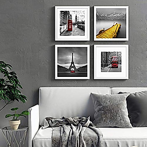 12x12 Picture Frames White Solid Wood Display Pictures 10x10 or 8x8 with Mat or 12x12 without Mat - 12x12 Inch Square Photo Frames with 2 Mats for Wall or Tabletop Mount, 1 Pack