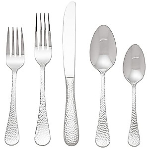 Wallace Continental Hammered 78-Piece 18/0 Stainless Steel Flatware Set, Service for 12