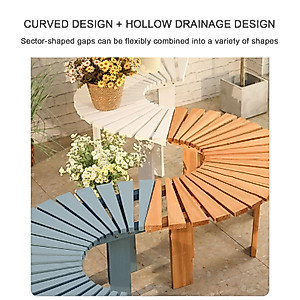 Outdoor Courtyard Bench Wooden Curved Benches Round Park Bench Outdoor Furniture,Solid Wood ​Slatted Seat Fan-Shaped Bench,Garden Tree Bench Backless Bench Patio Half Round Tree Bench Lounge Seating