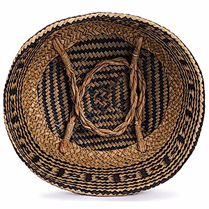 Yesland 3 Pcs Woven Seagrass Belly Basket for Storage, Ideal Cross Pattern Plant Pot, Laundry & Picnic Basket for Home or Outdoor Use - Black (S,M,L)