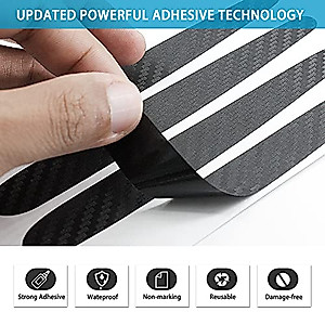 Aphrordity 16 Pcs Car Door Handle Scratch Protector Carbon Fiber, Car Door Handle Paint Scratch Protector Sticker, Non-Marking Auto Door Handle Protective Film (Black)