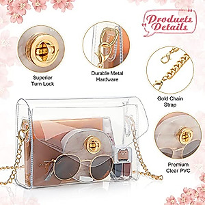 2 Pieces Clear Purse for Women Crossbody Clutch Bag Stadium See Through Cute Shoulder Handbag Sport Concert Party Present (Cute Style)