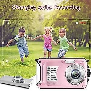 Digital Camera with 32GB Card Point and Shoot Waterproof Camera 10FT 30MP 1080P HD Video Compact Portable 16X Zoom Waterproof Digital Camera for Kids