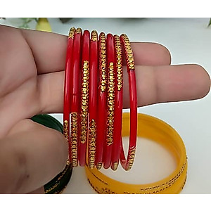 Laal Amrood Glass Bangles For Women & Girls Indian Jewelry Multi Color Chudi Set (24 Bangles)