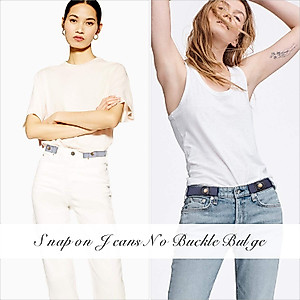 WERFORU 4 Pieces No Buckle Invisible Stretch Belt Buckle-Free Elastic Belt for Women,Black+Coffee+Blue+Grey, Waist Size 35-53 Inches