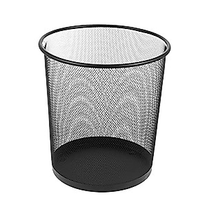 NUOBESTY Rubbish Container Round Mesh Wastebasket Trash Can Garbage Can Vintage Waste Bin Wastebasket Garbage Container Bin for Home Office Bathrooms Powder Rooms 11L Office Waste Basket