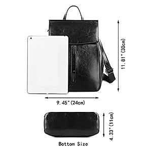 YALUXE Genuine Leather Fashion Women's Backpack for Women Handbag School Bag Shoulder Bag Tote for Women black