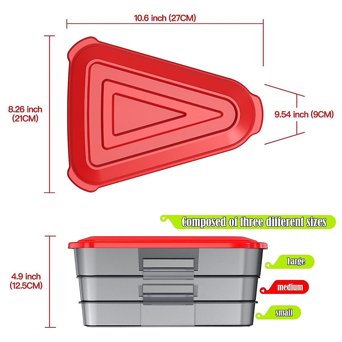 Pizza Storage Container, Expandable Pizza Slice Container, Reusable Pizza Pan Pizza Box Set with Lids to Leftover Organization and Space Saver