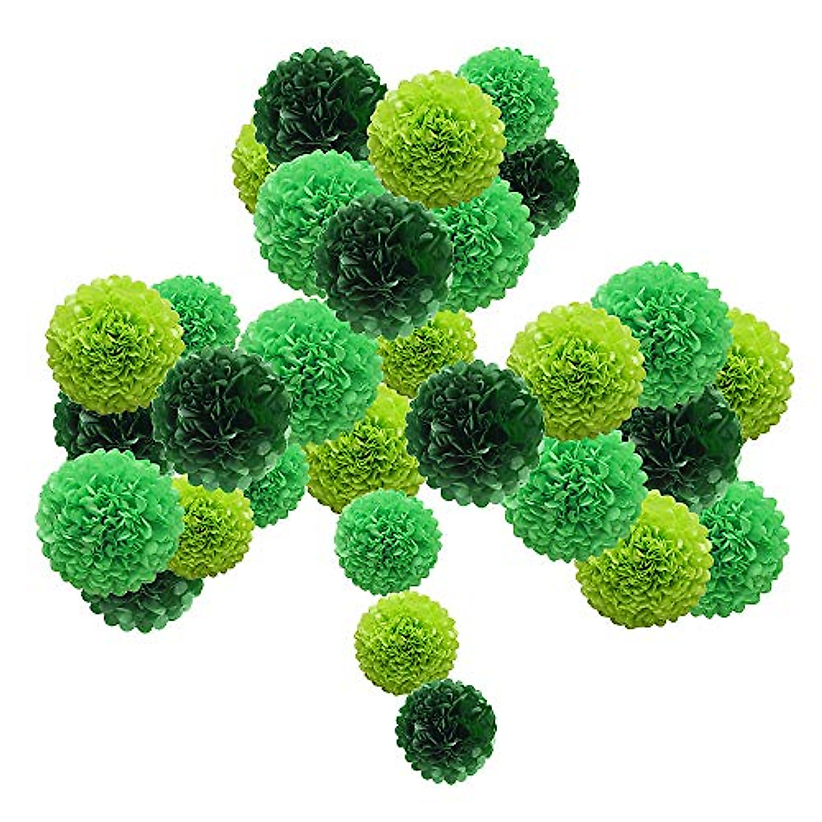 Lucky Green Tissue Paper Pom Poms, St. Patrick's Day Party Decoration Kit 21pcs of 8,10,12 inch Paper Pom Poms for Birthday Graduation Baby Shower, Spring School DIY Parties