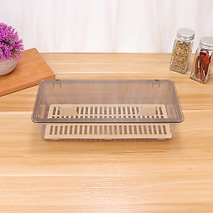 Cabilock Flatware Plastic Tray Kitchen Organizers with Lid Kitchen Cutlery and Utensil Drawer Organizer- proof Fork Utensil Storage Container (Black)