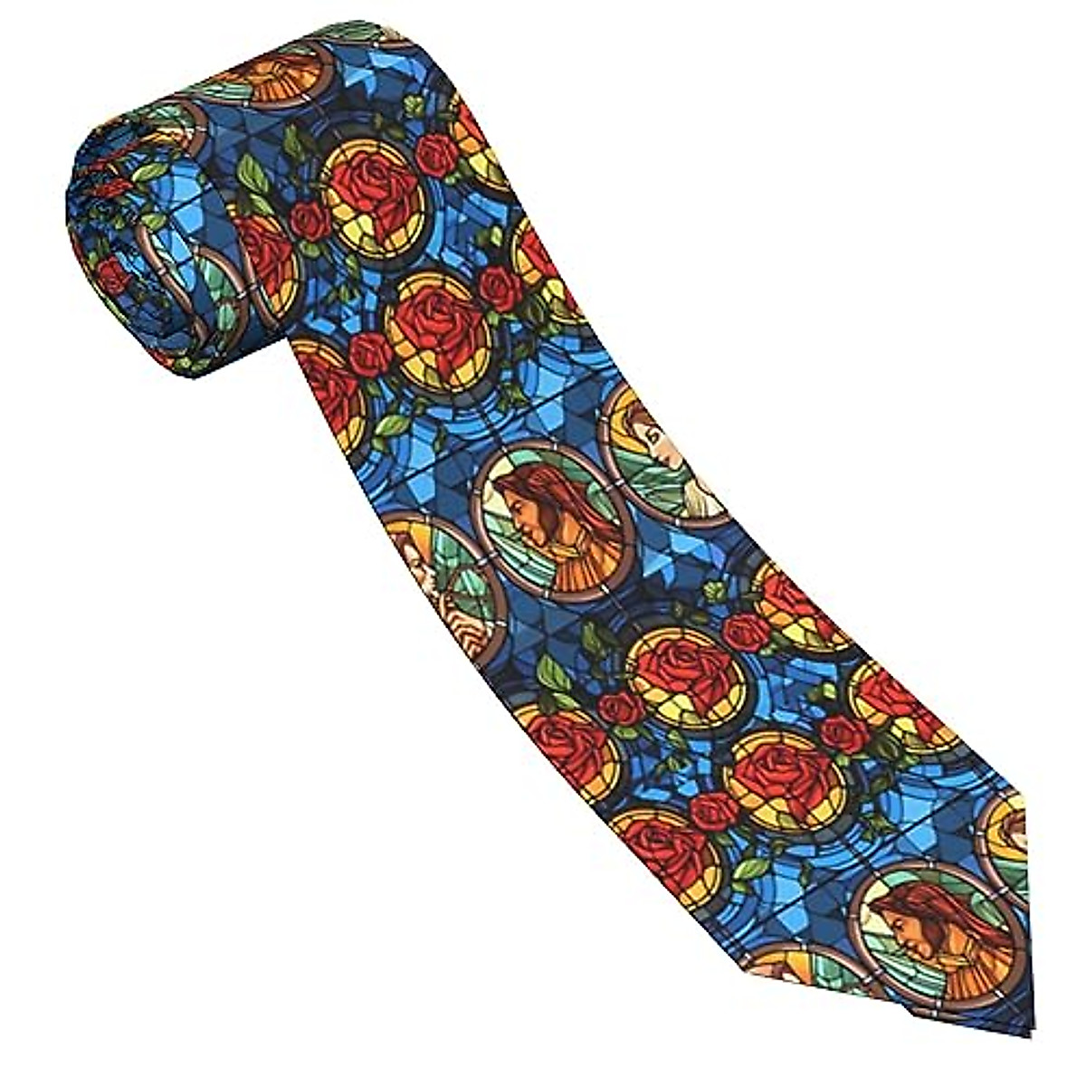 GUIVUPP Beauty and Beast Fairytale Glass Tie Funny Fashion Wide Novelty Neck Ties For Men Teen Gift, One Size