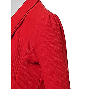 SSOULM Women's Long Sleeve Classic Draped Open Front Lightweight Blazer RED S
