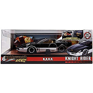 Jada Toys Hollywood Rides Knight Rider K.A.R.1982 Pontiac Firebird 1: 24 Diecast Vehicle with Light Up Feature, Glossy Black / Silver