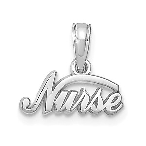 Solid 14K White Gold Nurse Pendant Charm
