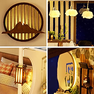 Spilay Dollhouse Miniature with Furniture,DIY Wooden Crafts Doll House Mini Handmade Kit,1:24 Scale Creative Room Idea Gift for Adult Friend Lover (Elegant and Quiet with dust Cover Music Box)