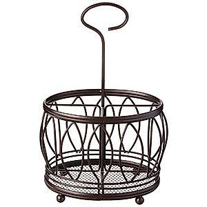 Spectrum Diversified Leaf Caddy Nature-Inspired Cutlery, Modern Dining Table Décor & Kitchen Organization, Silverware Holder with Handle, Bronze