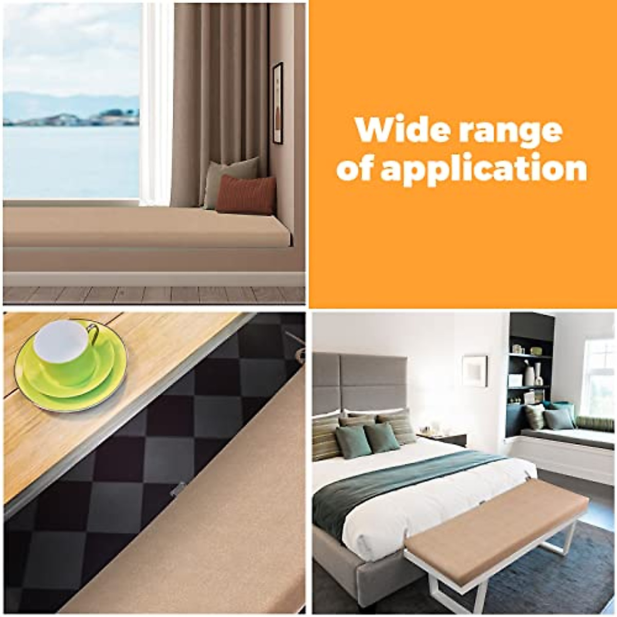 SewKer Outdoor Bench Cushion 44 x 18 Inch Waterproof Patio Furniture Cushions, High Density Foam Never Deform (TAN)