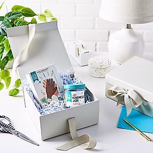 Hallmark Medium Gift Boxes with Bow and Shredded Paper Fill, Pack of 2 (Antique White 8 inch Box) for Weddings, Bridal Showers, Graduations, Birthdays, Bridesmaids Gifts, All Occasion