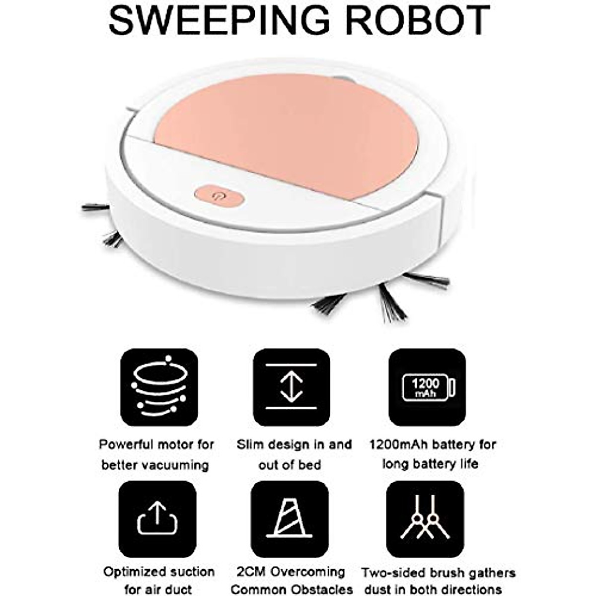 Robot Vacuum, 1800Pa Super Suction, 90 Min Running Time, Quiet, Robotic Vacuum Cleaner for Pet Hair, Hard Floor, Carpet (12.6X2.56, Black)