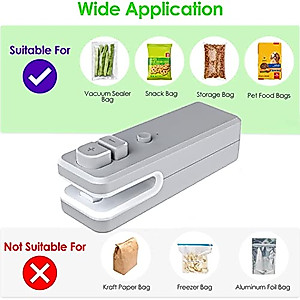 3 in 1 Mini Bag Sealer,Rechargeable Handheld Plastic Bag Resealer,with Cutter 3 in 1 Heat Portable Vacuum Sealers Kitchen Gadget for Chip Bags, Plastic Bags, Snack Freshness Food Storage（USB Cable)