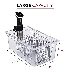 VÄESKE Large Sous Vide Container with Lid and Racks Kit | Sous Vide Accessories | Väeske Large Sous Vide Container with Lid and 2 Racks | Sous Vide Accessories | Compatible with Anova, Anova Nano, Joule, Instant Pot, Sous Vide Cookers (26 QT, Container/Ra