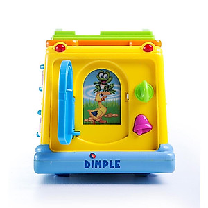 Dimple Educational Interactive School Bus Toy with Tons of Flashing Lights, Sounds, Responsive Gears and Knobs to Play with, Tons of Fun for Toddlers for Kids (Single)