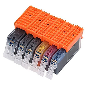 Hilitand Ink Cartridge ABS Printer Cartridge with Ink for Office, Schools, Trade Building Printing Photos, Test Papers, Documents (BK BK C M Y GY 6 Colors)