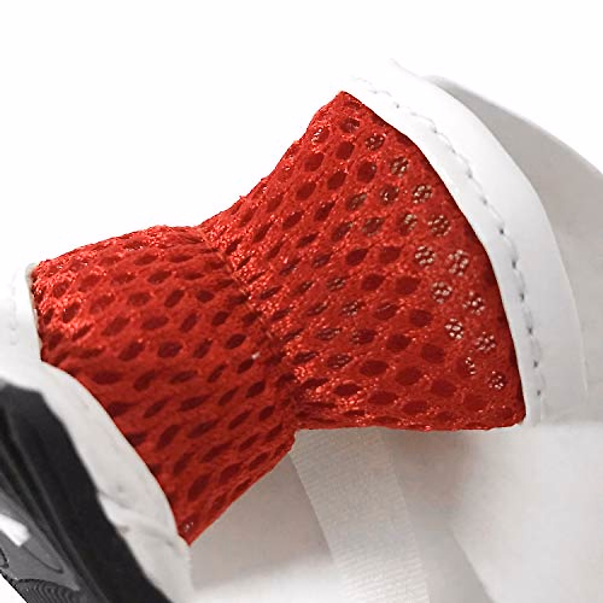 ZUNEA Small Dog Shoes for Hot Pavement Summer Breathable Mesh Boots Adjustable Non Slip Zipper Pet Dogs Booties White PU Paw Protector Red 4#