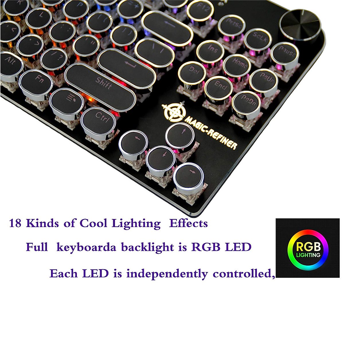 MK11 RGB Mechanical Keyboard Wireless/Wired Multi-Device Gaming Keyboard-Blue Switch-RGB LED Backlit-87 Keys for PC/Mac/iPad/iPhone/Smartphone/Laptop (Black)