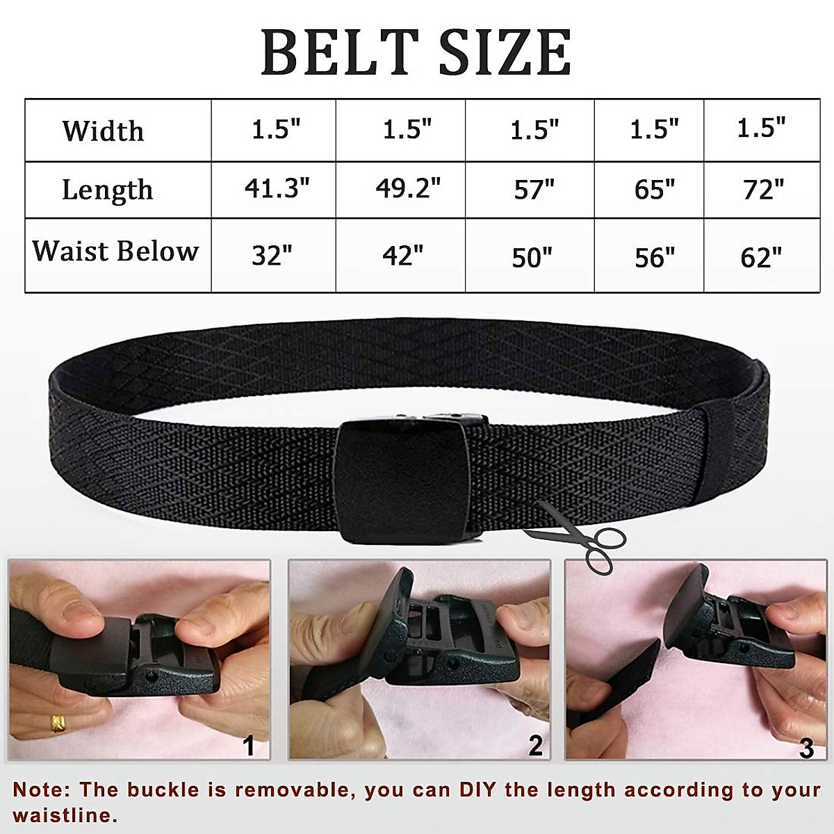 WYuZe 2 Pack Nylon Belt Outdoor Military Web Belt 1.5" Men Tactical Webbing Belt (Waist-below 42", Black+Brown)