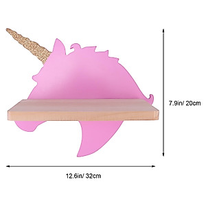 BESPORTBLE Floating Shelves for Wall, Unicorn Wooden Storage Shelf Wall Mounted 12.5 Inch Hanging Shelves for Bedroom Bathroom Living Room Kitchen Nursery Display