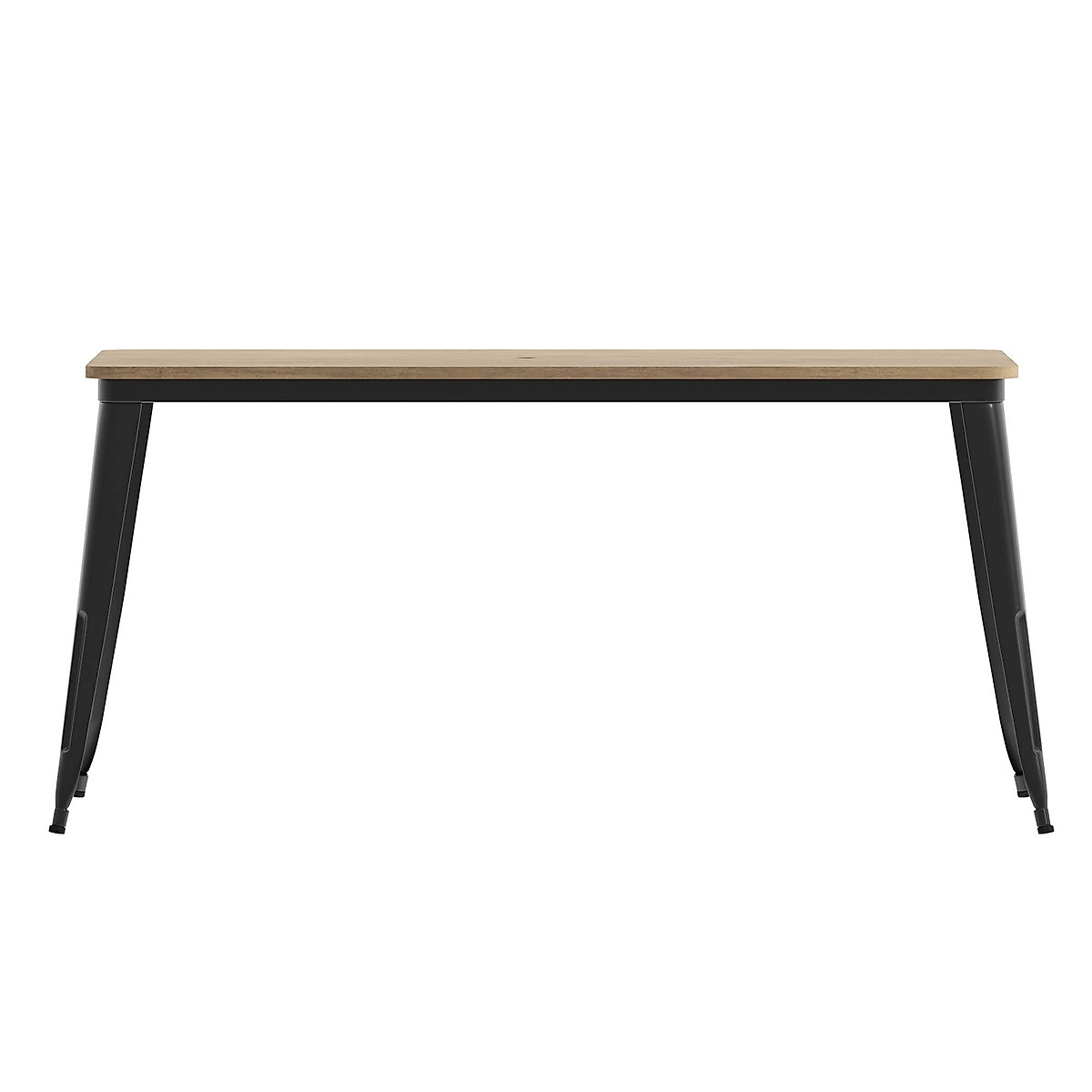 Flash Furniture Declan Commercial Outdoor Dining Table with Umbrella Hole, All Weather Poly Resin Top and Steel Base, 30" x 60", Brown/Black