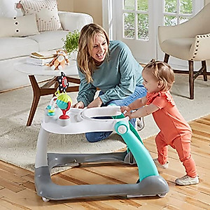 Kolcraft Tiny Steps 2-in-1 Infant and Baby Activity Baby Push Walker Foldable with Wheels, Seated or Walk-Behind for Baby Girl or Boy - Bubbles