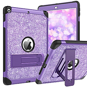 BENTOBEN for iPad 9th Generation Case with Kickstand, iPad 8th / 7th Generation Case Glitter Sparkly 3 Layers Shockproof Full Body Protective Girls Tablet Cover for iPad 10.2" 2021/2020/2019,Purple
