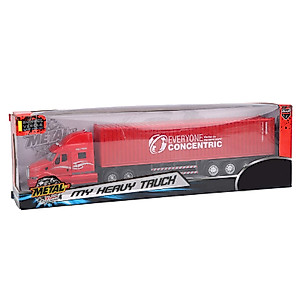 VBESTLIFE Pull Back Car Toy, High Simulation Alloy Container Truck Car Model with Sound Light Kid Vehicles Toys Cars & Race Cars Vehicles ((red))