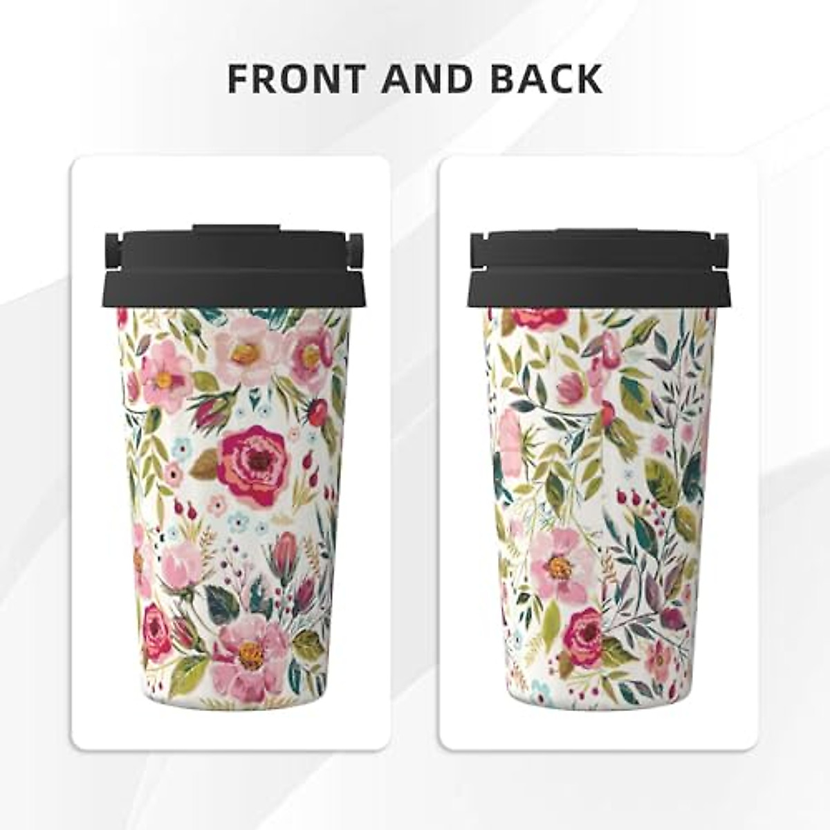 WANGXUEE flower leaf Print 500ml Stainless Steel Travel Tumbler Double Wall Vacuum Insulated Coffee Mug