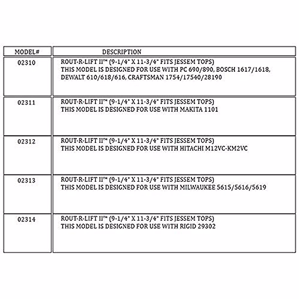 JessEm 02310 Rout-R-Lift II Router Lift and 02030 10-Piece Insert Ring Kit with Caddy Bundle (2 Items) (0231002030)
