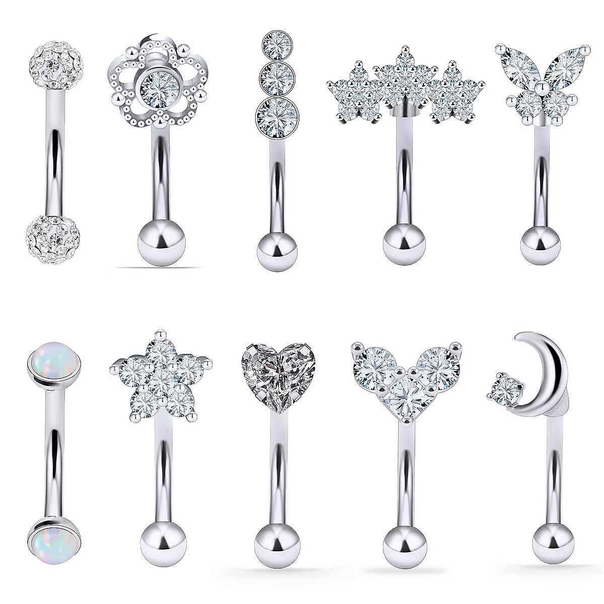 Jenxnjsjo Eyebrow Rook 16g 5/16in Piercing Jewelry Ring for Women Vertical Labret Lip Hood Curved Barbell Snug Earrings Belly Button Snake Frog Eyes Vch Bridge Cartilage Daith Surface Anti Tragus