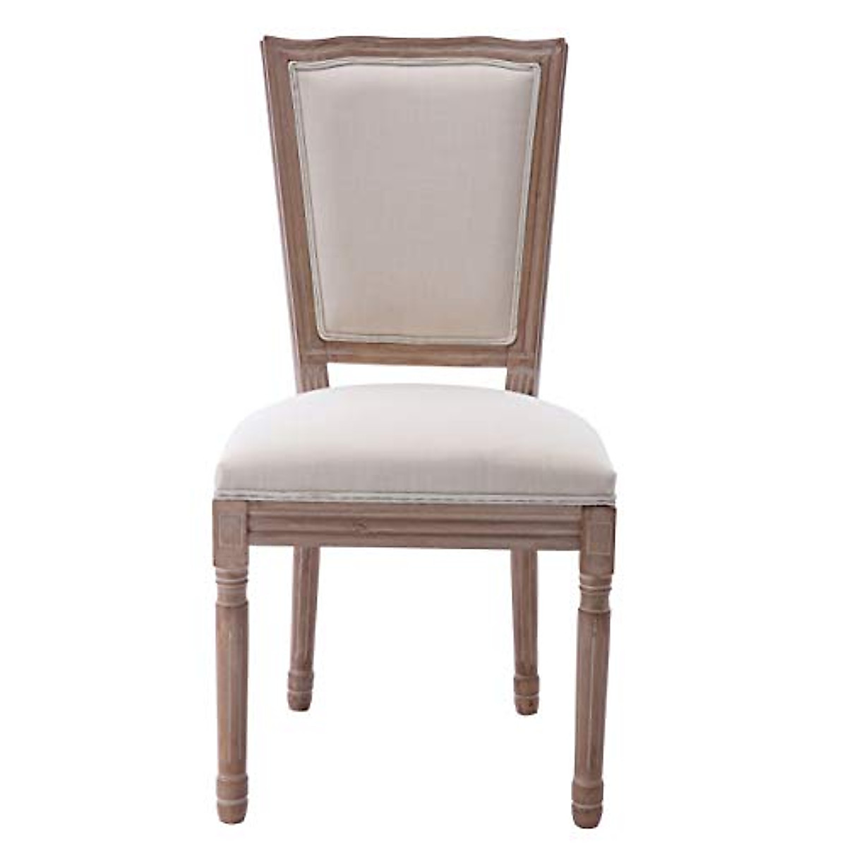 GOOLON Dining Chair Set of 2 French Style Fabric Upholstered Chair for Dining Room Square Backrest Country Bistro Mid Century Armless Chair for Kitchen Dining Room Beige