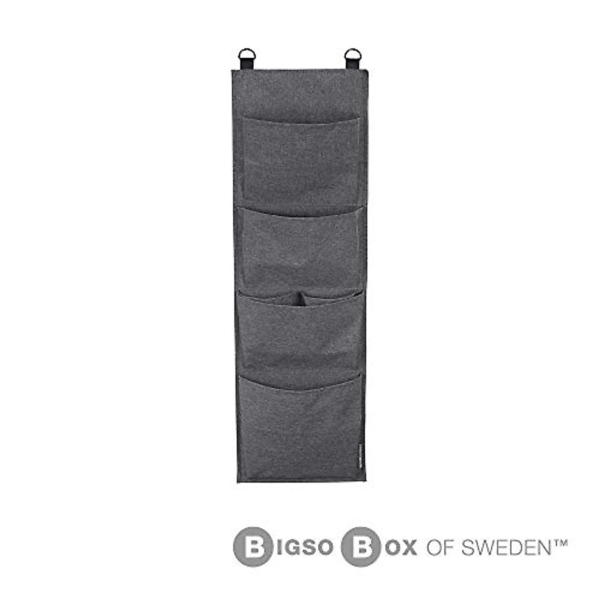 Bigso Soft Hanging Wall Storage Organizer | Hanging Storage Organizer for Closets and Bedrooms | Polyester Back of Door Storage Hanging Pockets Organizer with 4 Compartments | 11.8”x 39.4” | Grey