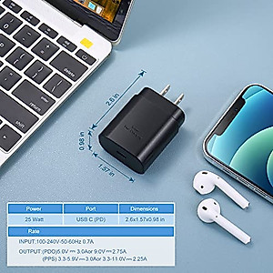 USB C Wall Charger, Excgood 25W Super Fast Charging Wall Charger Compatible for Galaxy S23 Ultra S22 S21 FE S20 A53 A23 A14 Z Flip4 Fold4 3, Note, Pixel 6 Pro 7 and More Type C Devices (2Pack)