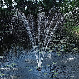 Pond Boss 1/4 HP Floating Fountain with 3 Bright White Lights, 50 Foot Power Cord - and Free Bonus Protective Pump Bag for Trouble-Free Operation.