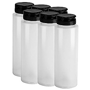 Pinnacle Mercantile Easy Squeeze Plastic Condiment Bottles with Black Flip Top Cap 8 oz Empty Set 6