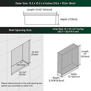 BLYLUND Shower Niche 12" x 24" NO Tile Needed,Brushed Finish Double Shelf Organizer,Stainless Steel Square Corners Wall-Inserted Niche Recessed,Modern Recessed Shower Shelf for Bathroom